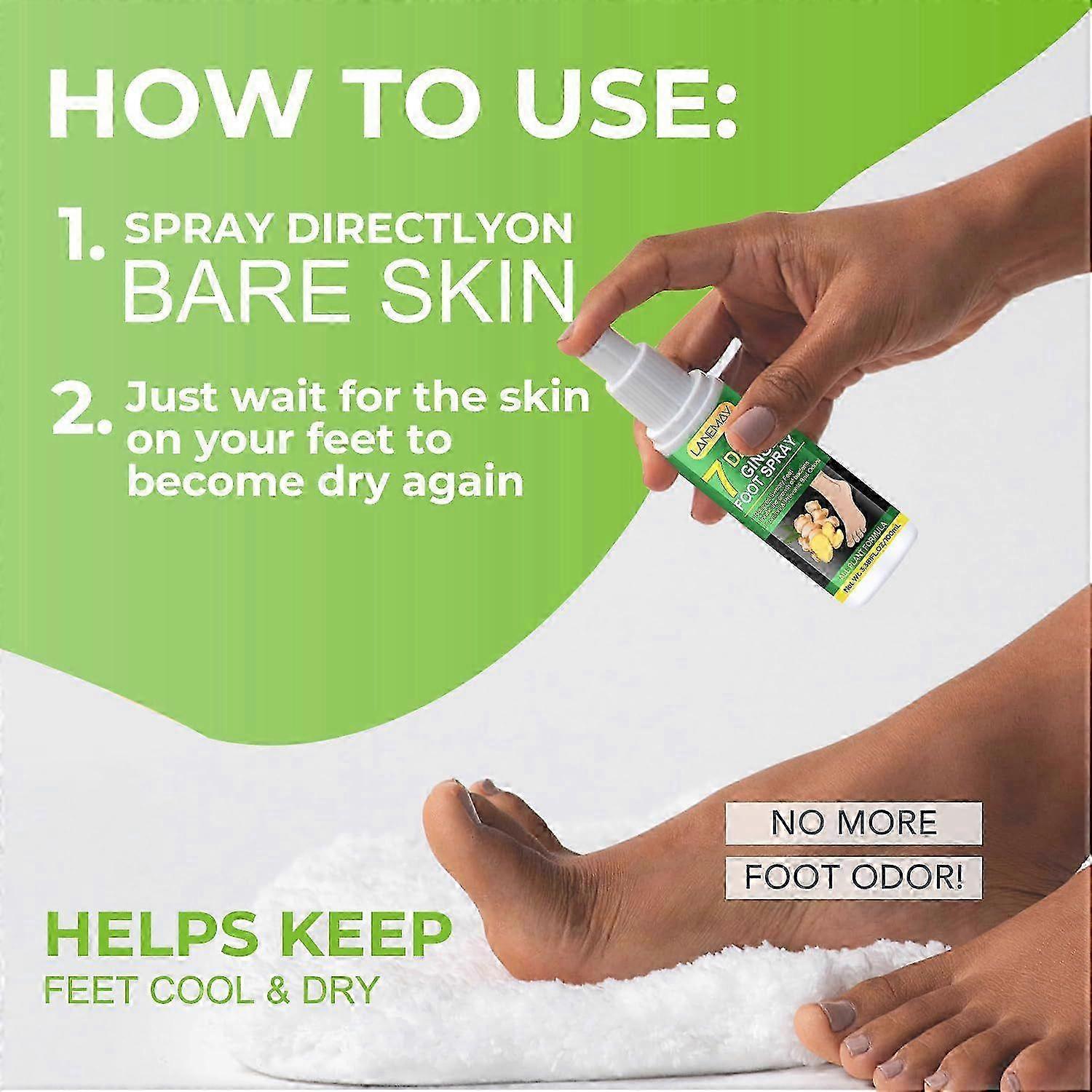 7 Days Ginger Foot Spray - Odor Control & Callus Care, Natural Ginger ...