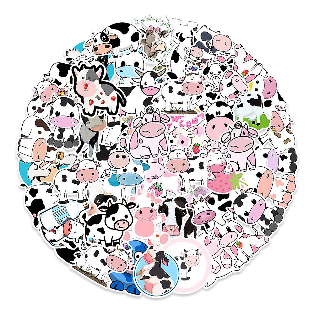 50 Pcs Cow Stickers Pack, Vinyl Waterproof Cute Cartoon Animal Sticker ...