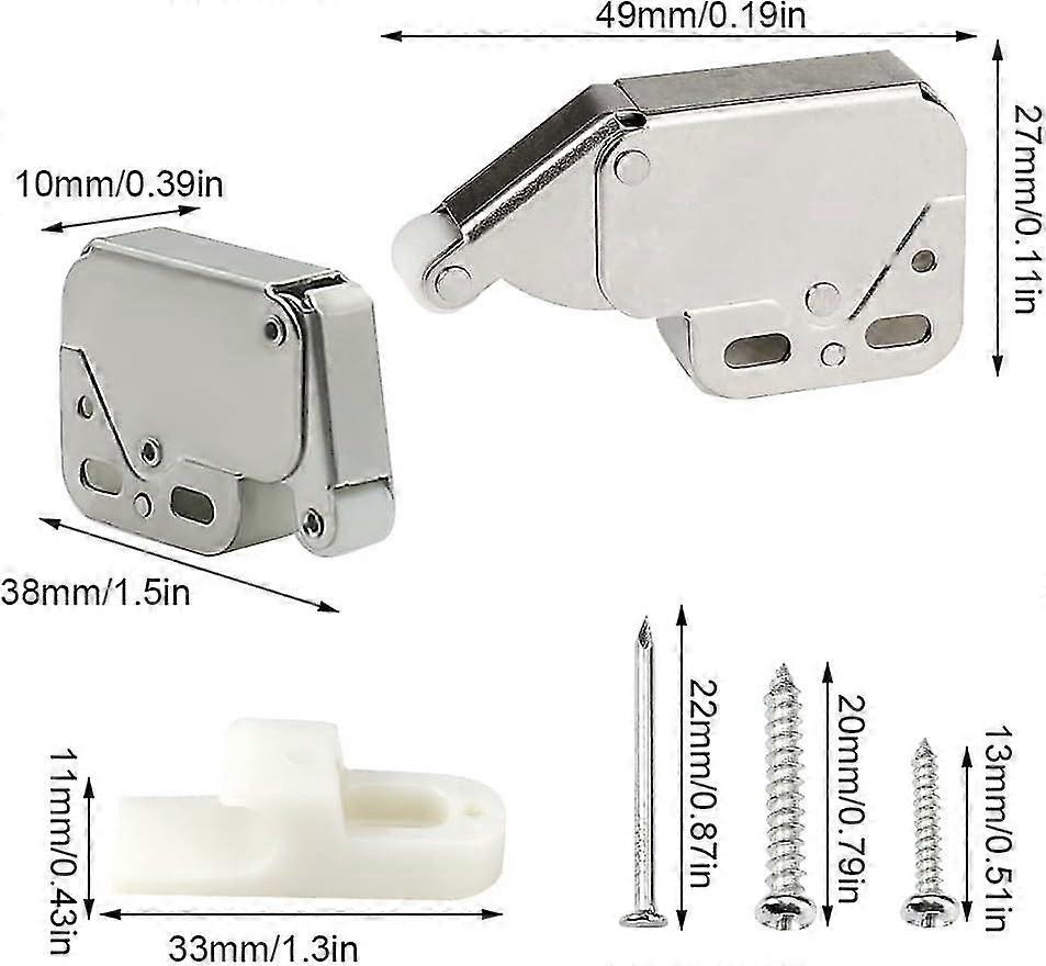 6 Pieces Spring Loaded Cabinet Lock, Mini Touch Latches, Spring Loaded ...