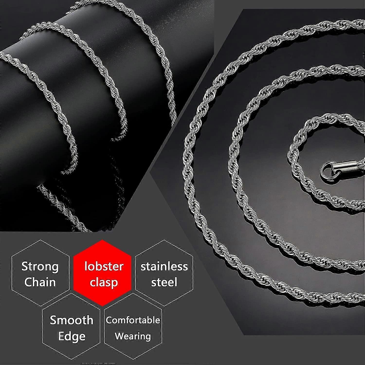 Twist Chain Necklace - Stainless Steel Rope Jewelry For Men & Women ...