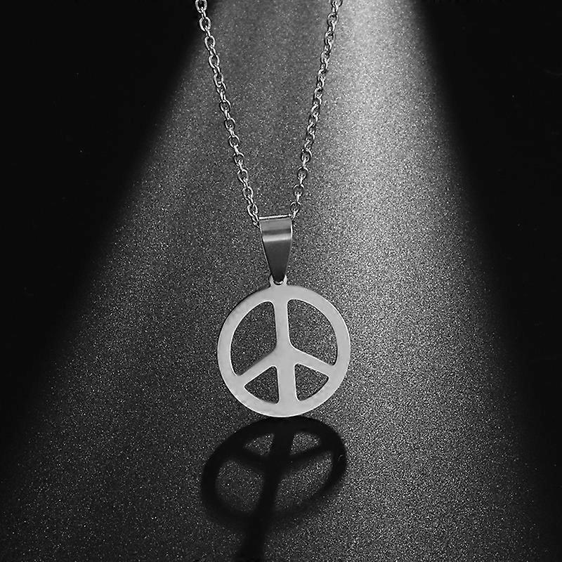 Fashion Men S Stainless Steel Peace Symbol Pendant Necklace Unisex ...