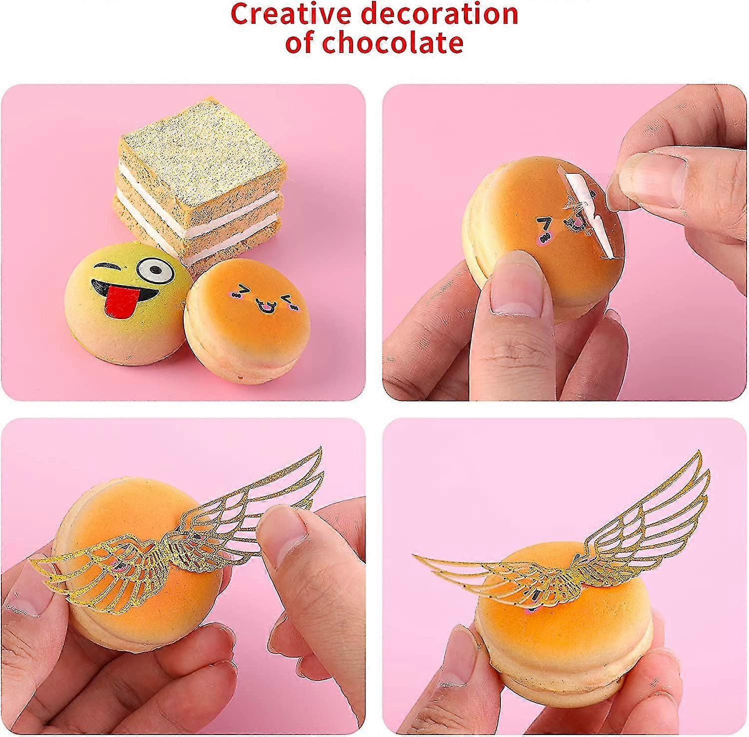 Cake Toppers, Gold Wings Wizard Party Chocolate Decoration Cupcake ...