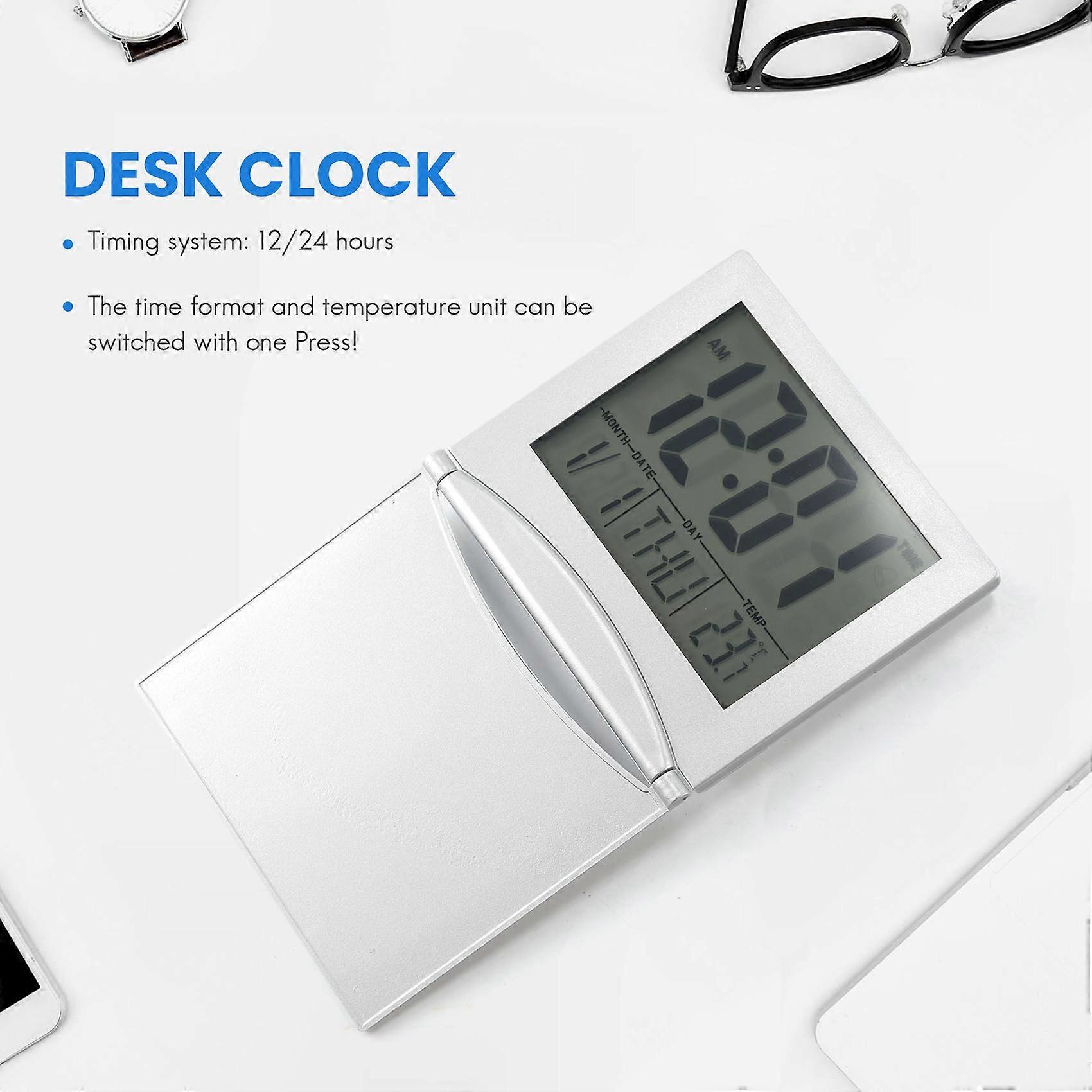 Mini Travel Alarm Clock, Digital LCD Display Desk Foldable Clocks With ...