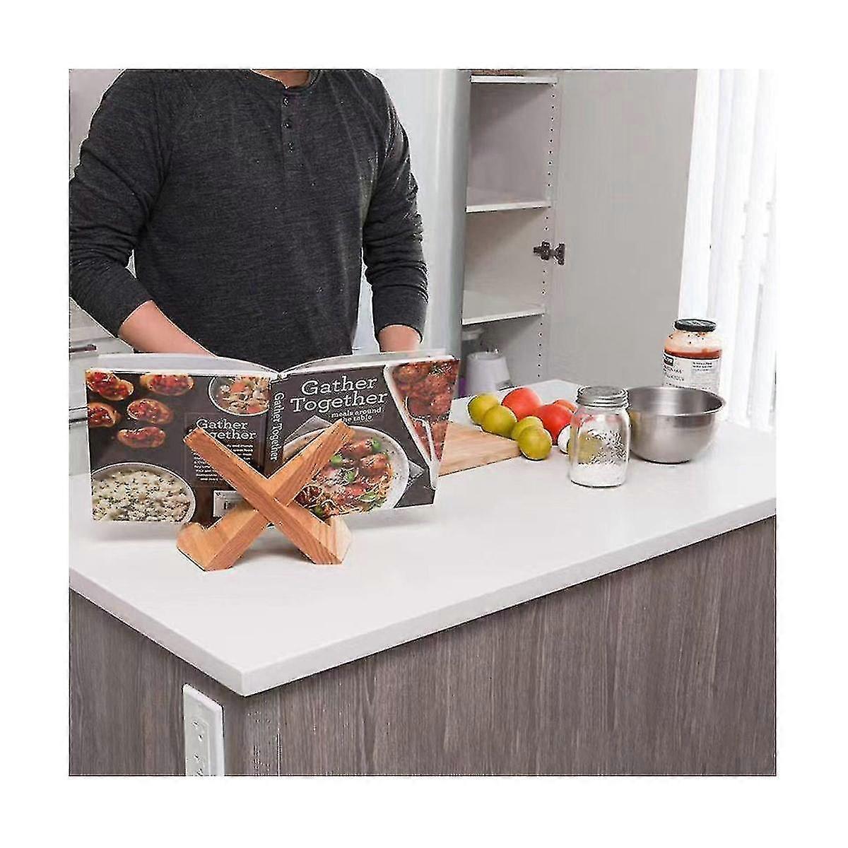 Cookbook Stand, Handmade Wooden Cookbook Holder, Recipe Book Holder For ...