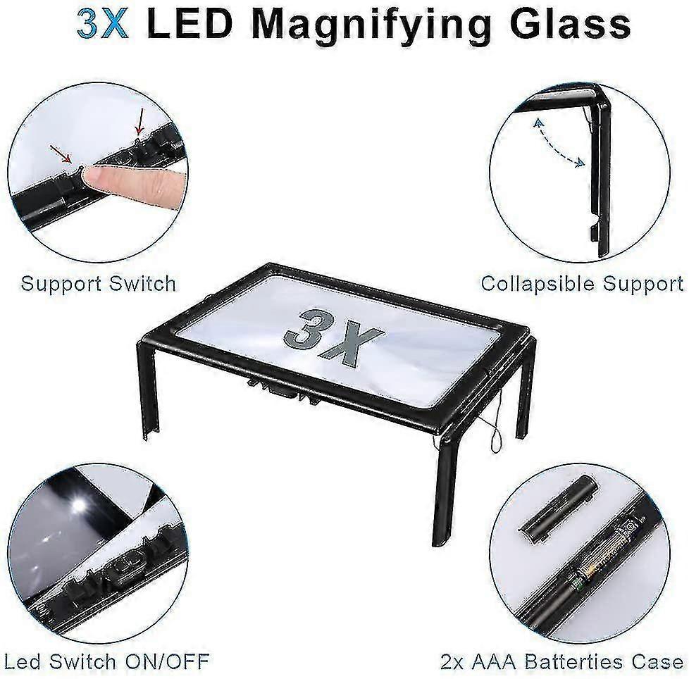 Reading Magnifiers Magnifier With Light, 3x Magnification Reading ...