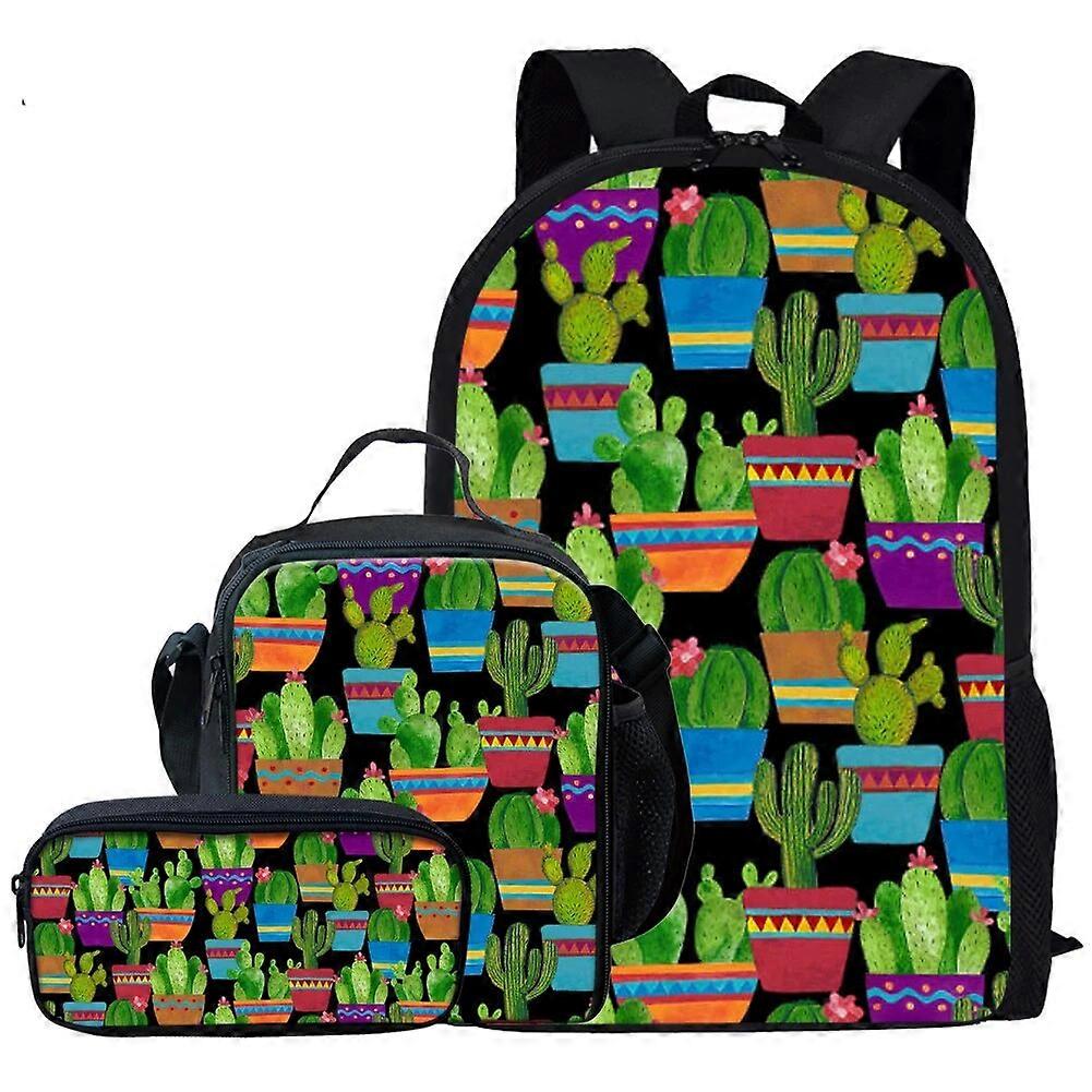 Tropical Plants Cactus Pattern School Bags Teenager Boys Girls Child ...