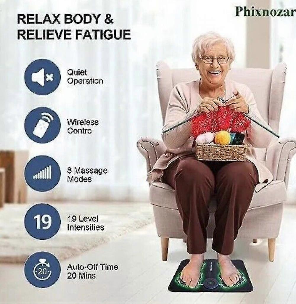 Electric EMS Foot Massager Mat,19 Level Leg Reshaping Pad Feet Muscle ...