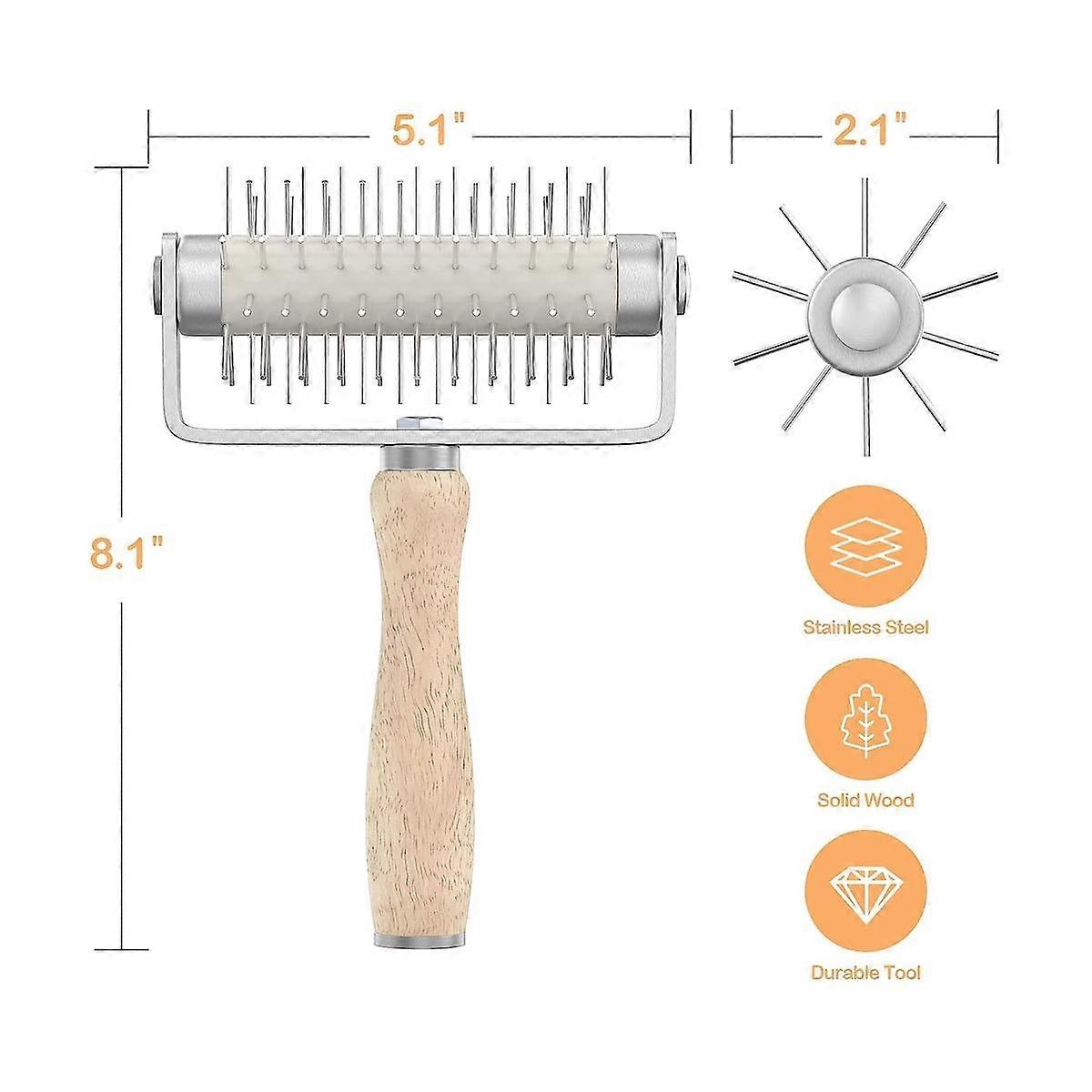 Pastry Roller with Stainless Steel Spikes Pizza Tool,Prevents Dough ...