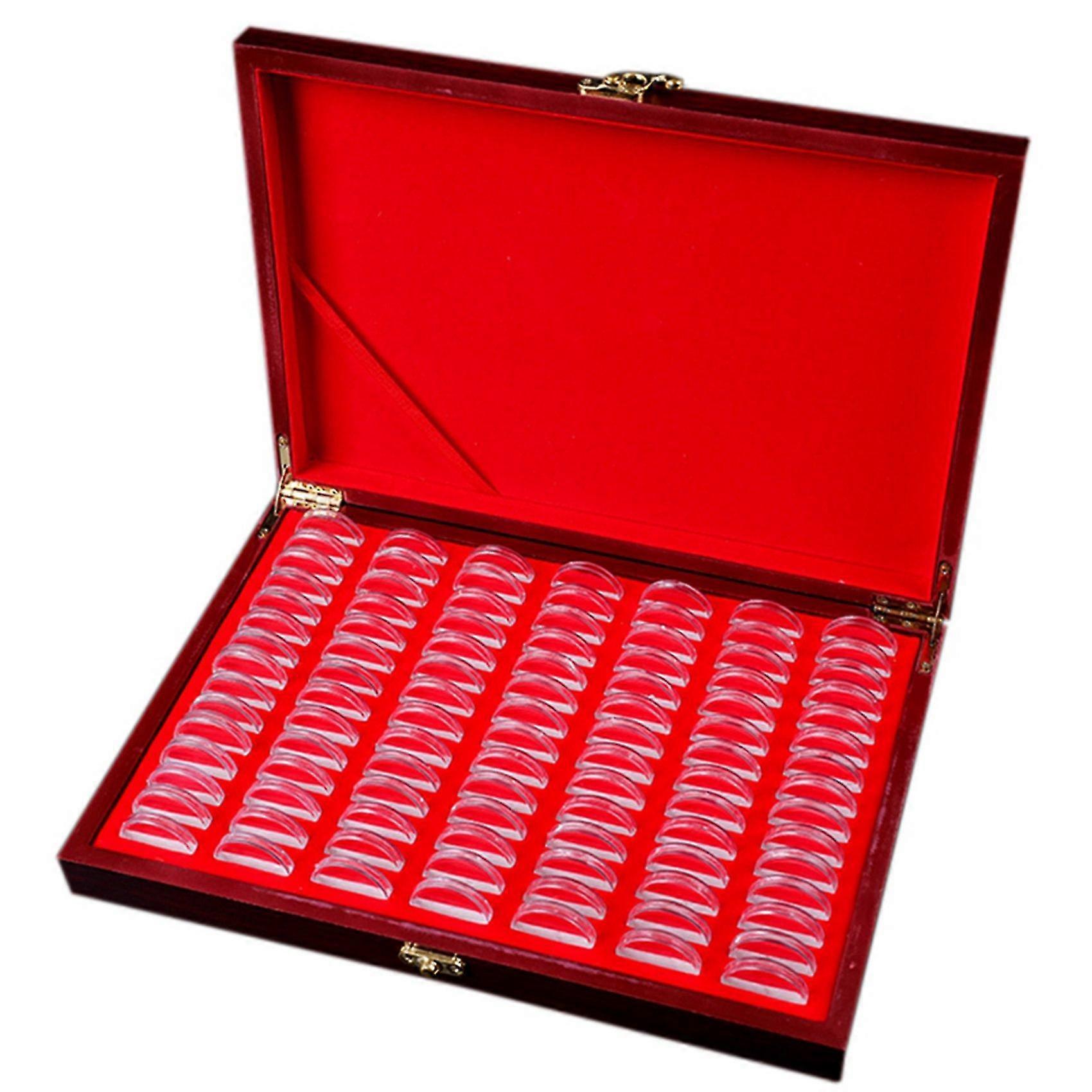 100Pcs Round Wood Coins Case Storage Holders Display Wooden ...