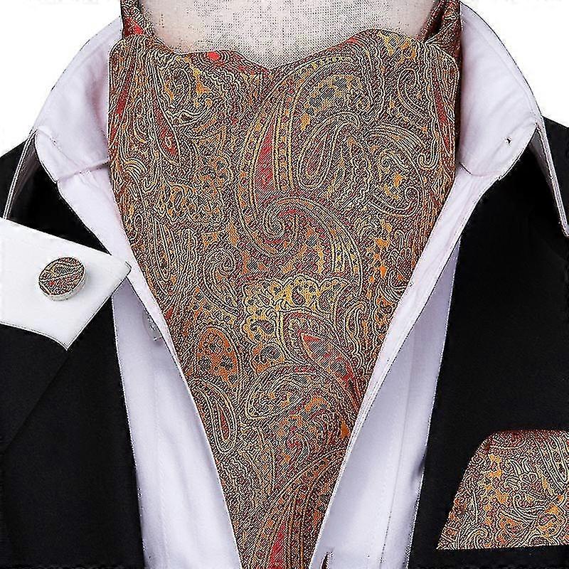 Hi-tie 100% Silk Adult Men's Cravat Ascot Tie Set Black Red Paisley As | Fruugo UK