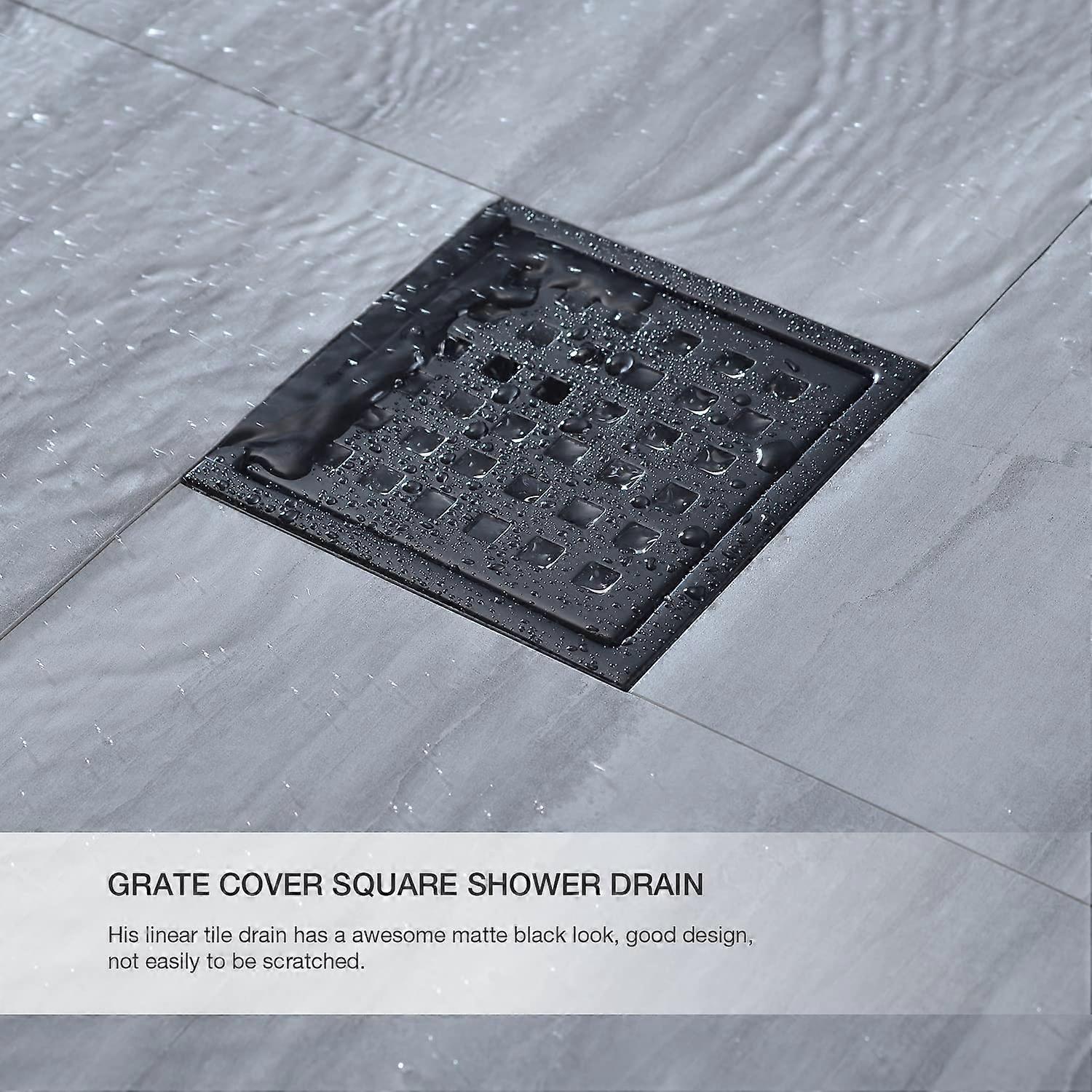 Square 4" (110MM) Shower Drain with Adjustable Shower Drain Base Flange ...