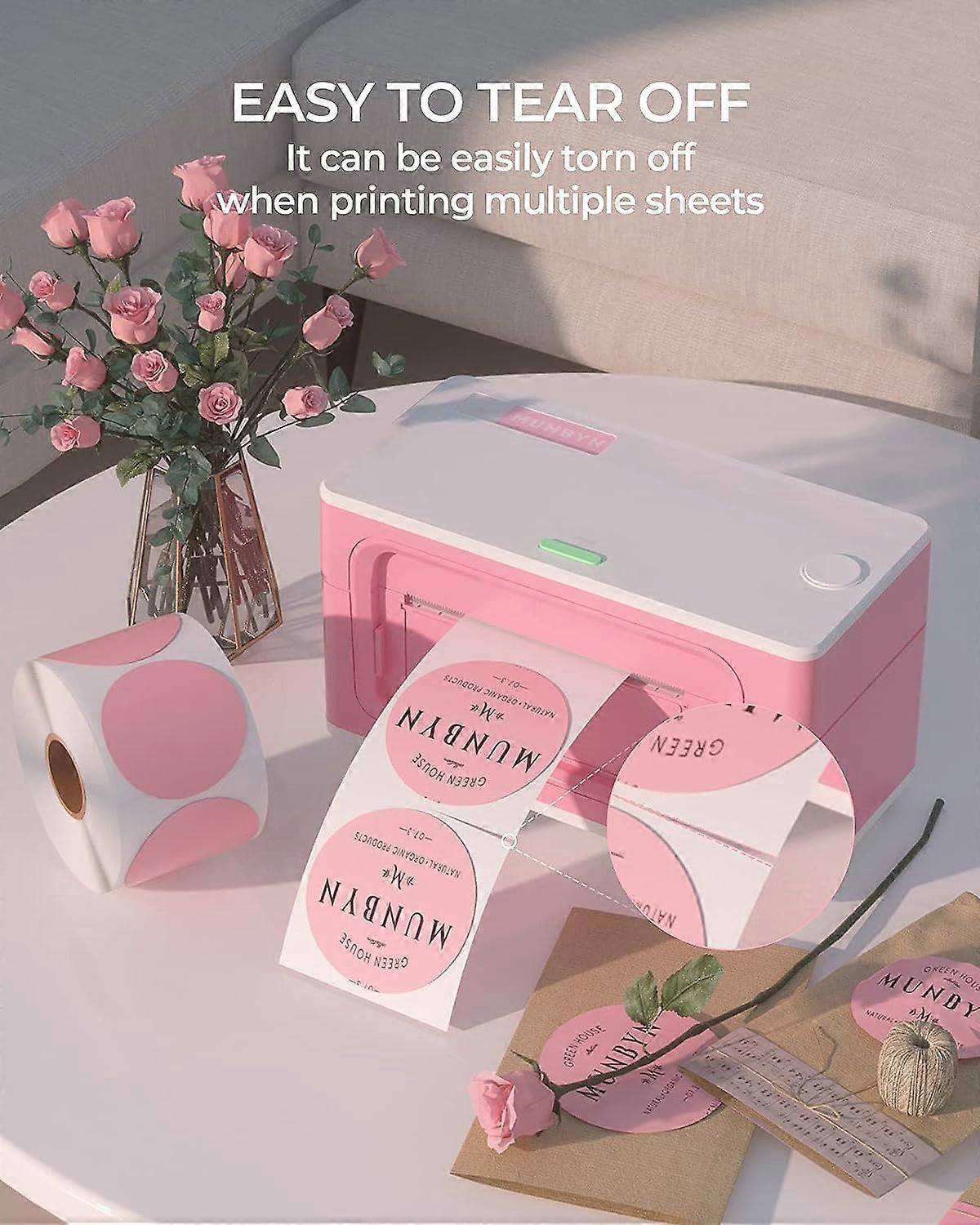 2 inch pink round thermal labels, self-adhesive round, suitable for DIY ...