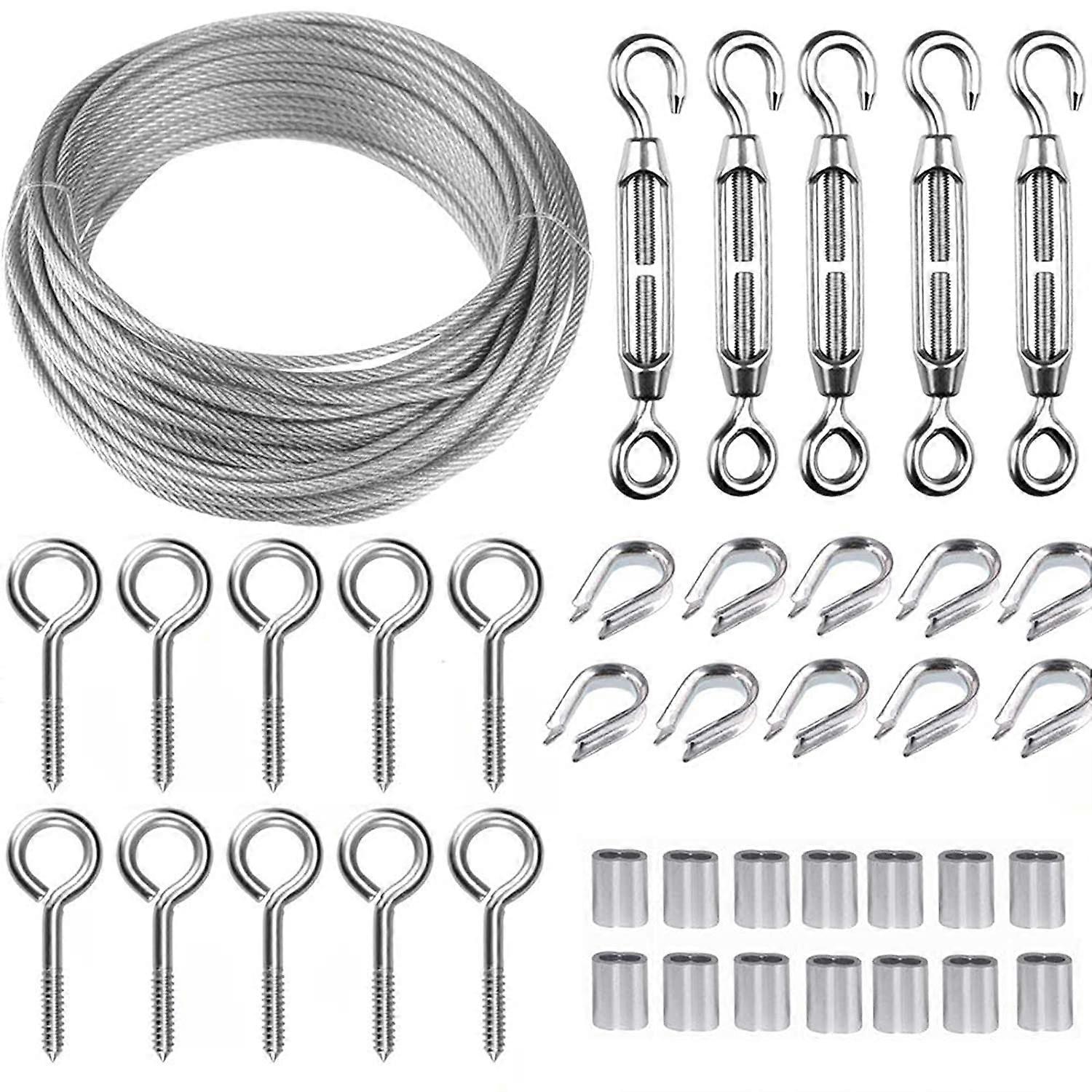30M Stainless Steel Rope Hanging Kit/Wire Rope 2mm PVC Coated Stainless Steel Rope, Garden Rope ...