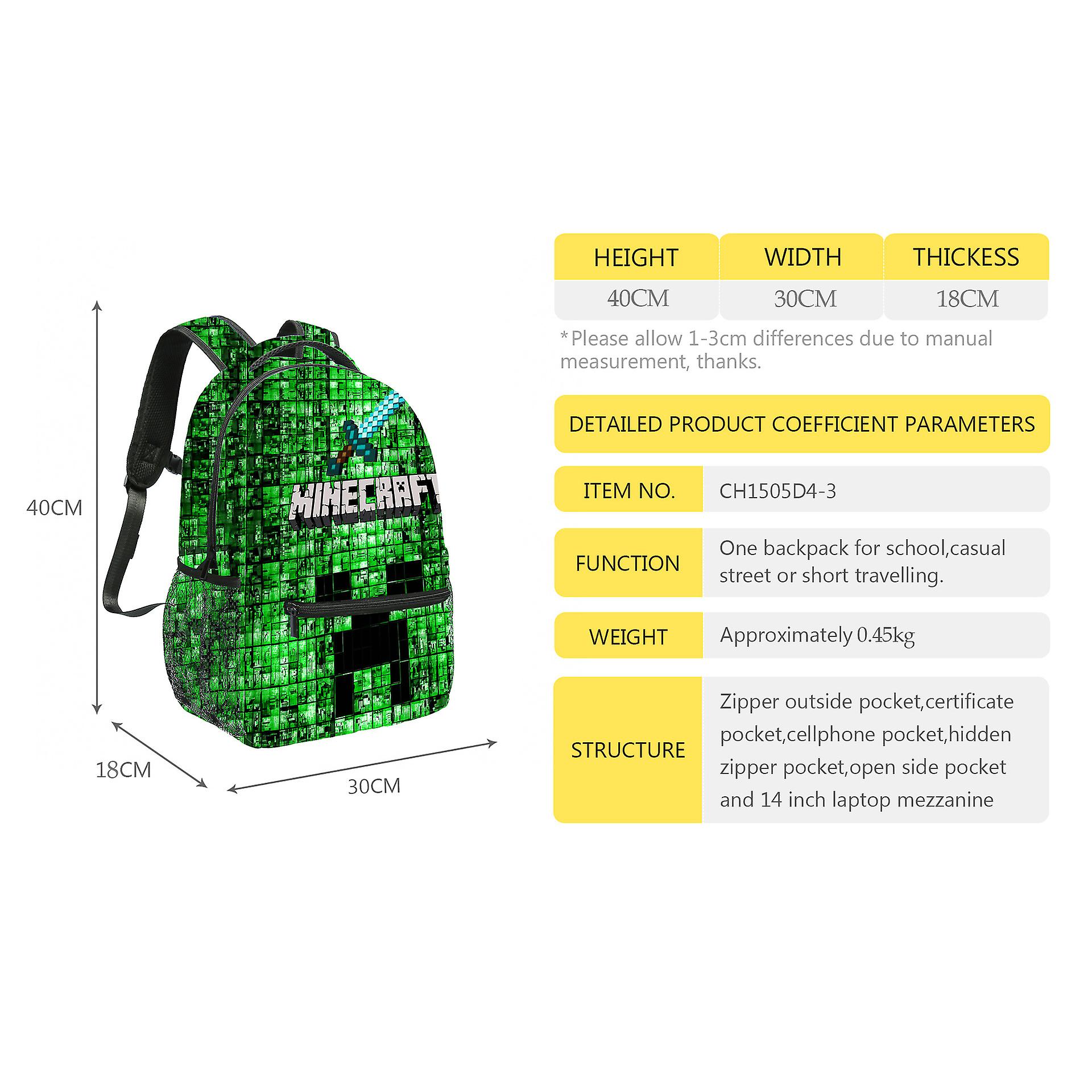 Kids Minecraft Backpacks Boys Girls School Travel Bag | Fruugo UK