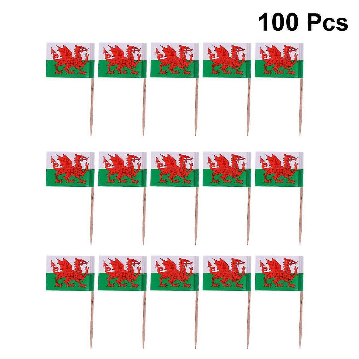 100pcs Wooden Flag Toothpicks National Day Decoration Cupcake Toppers ...