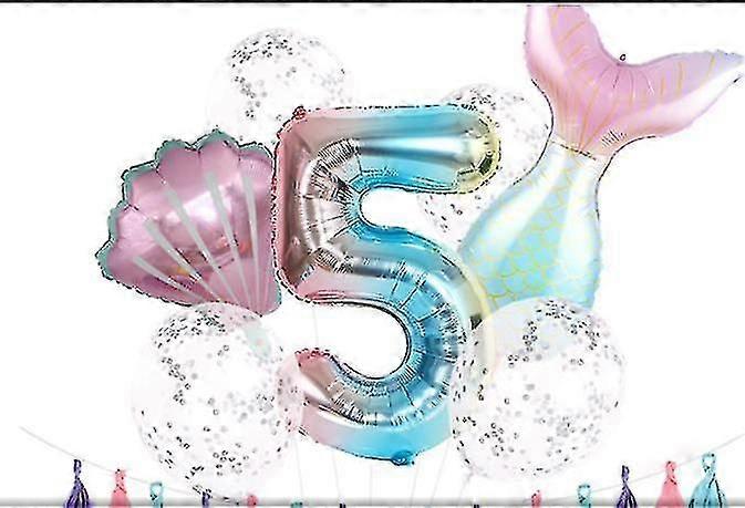 Mermaid 5th Birthday Party Decorations For Girls - Number 5 Balloon, 12 ...