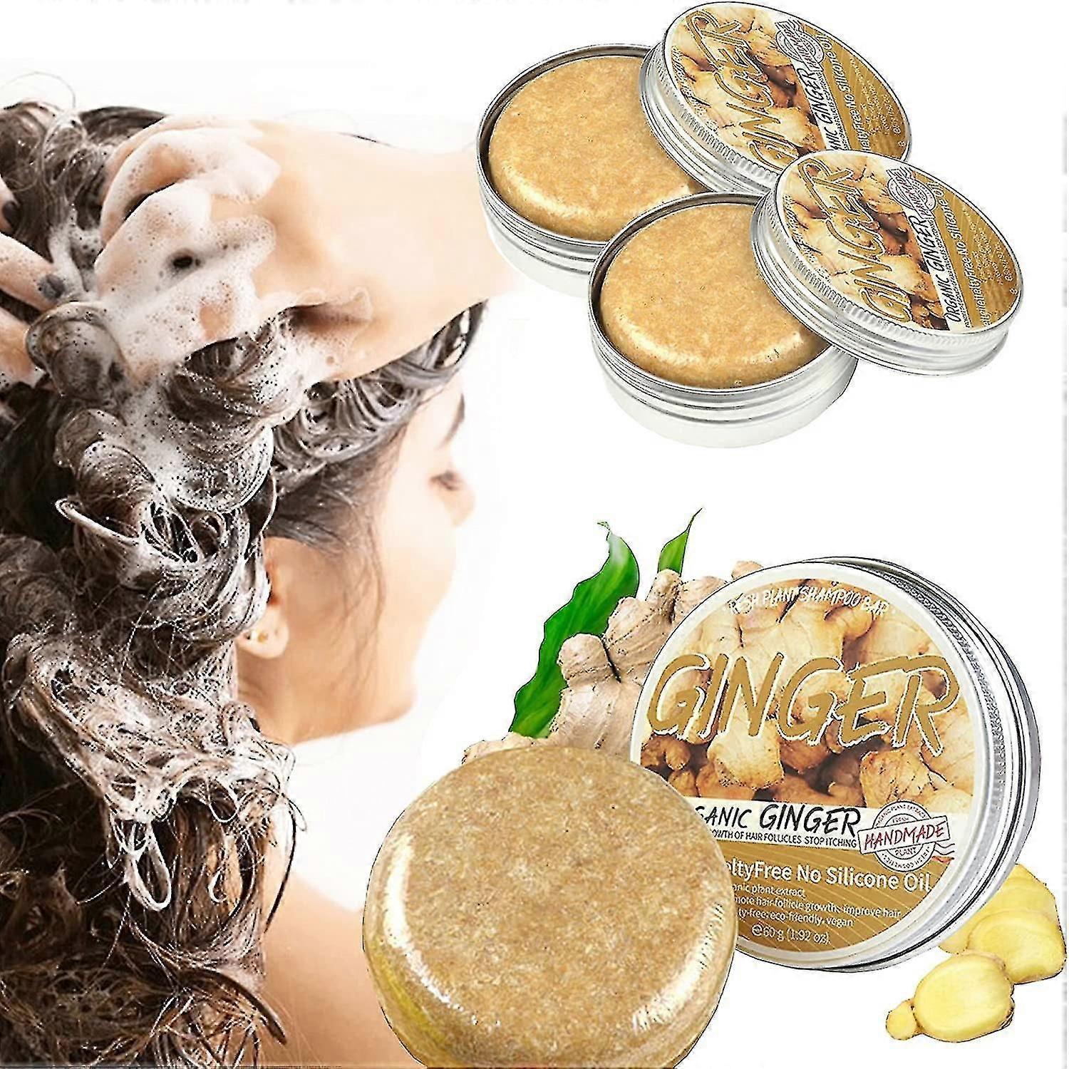2pcs Ginger Hair Regrowth Shampoo Bar, Natural Organic Ginger Shampoo ...
