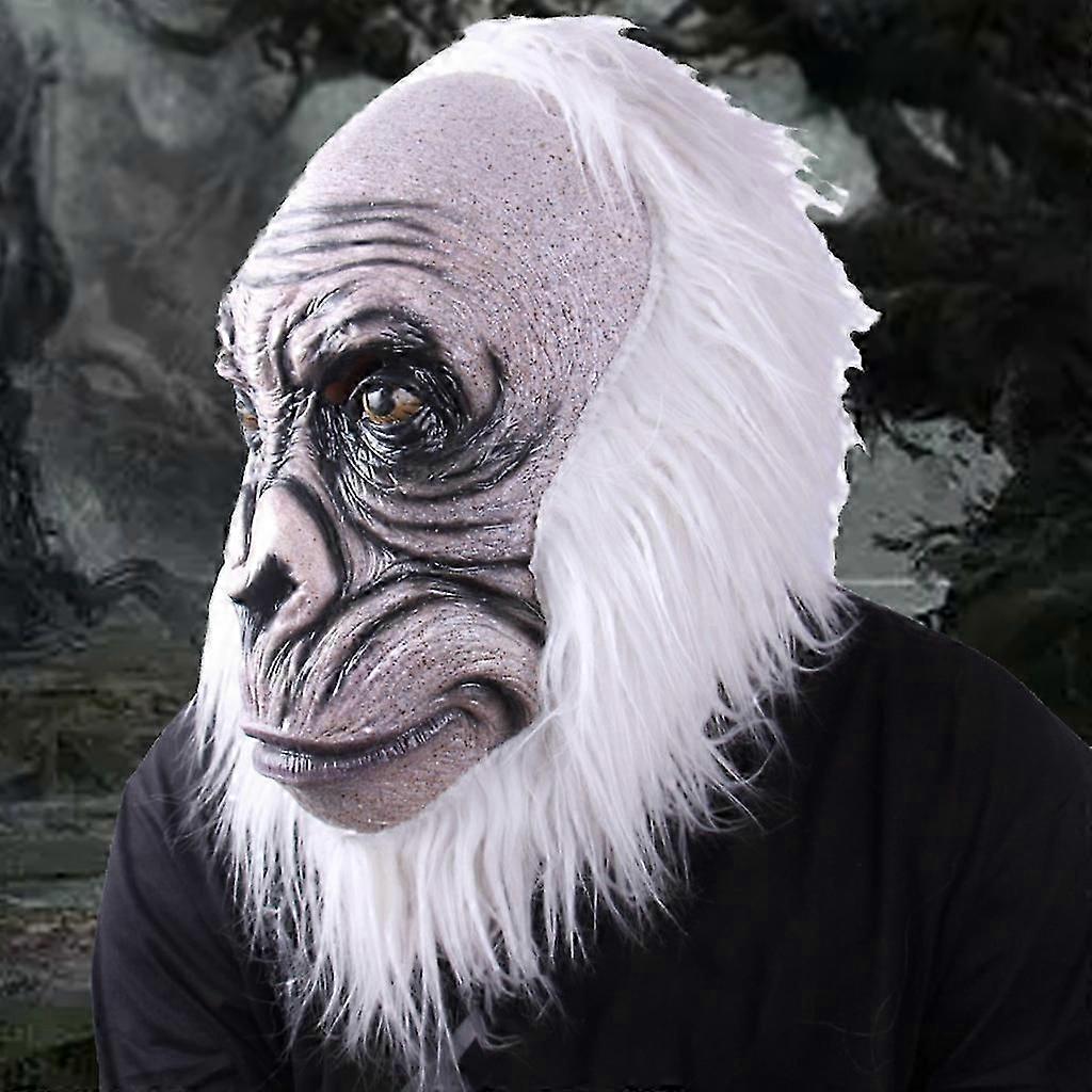 Animal Baboon for Head Mask Latex Monkey Gorilla Helmet with White Hair ...