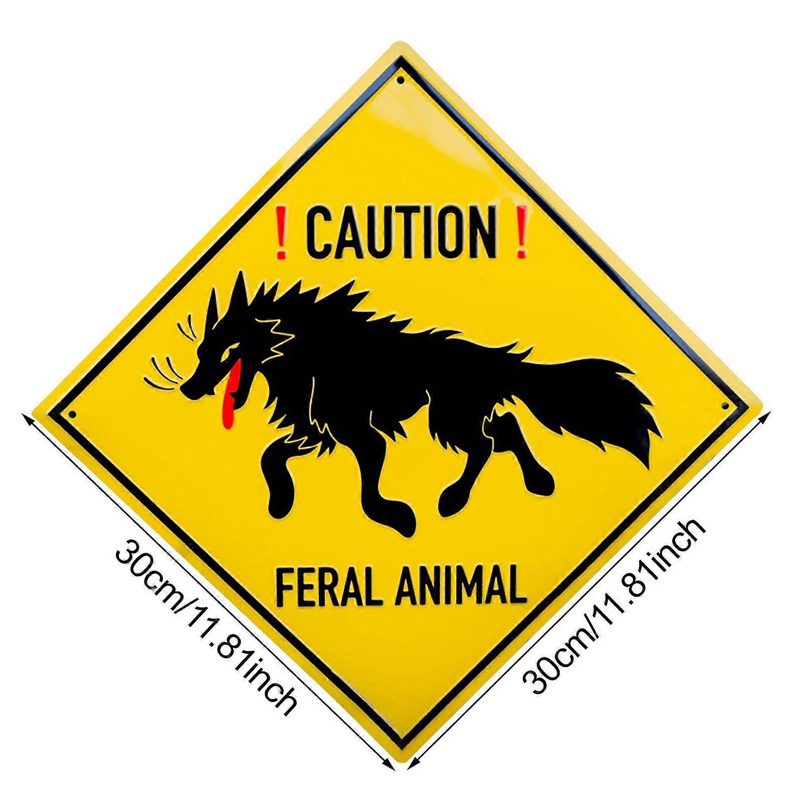 Feral Animal Warning Sign Metal Outdoor Caution Sign Wall Mount Feral ...