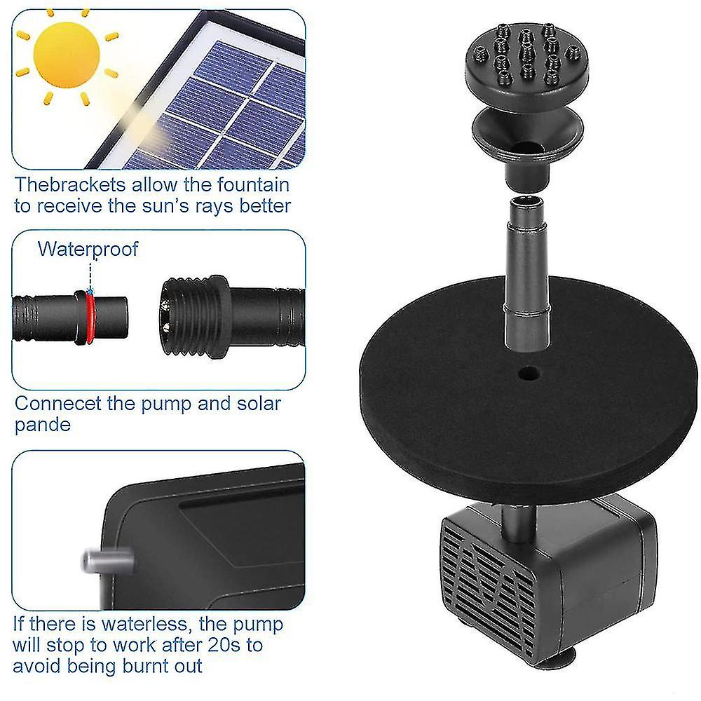 6.0w Solfontän Vattenpump - 500lph Soldriven fågelbadpool vattenpump ...