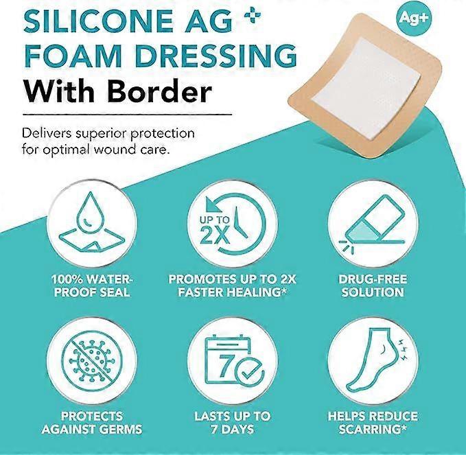 Silicone Foam Dressing Ag Sterile Wound Bandage with Waterproof Gentle ...