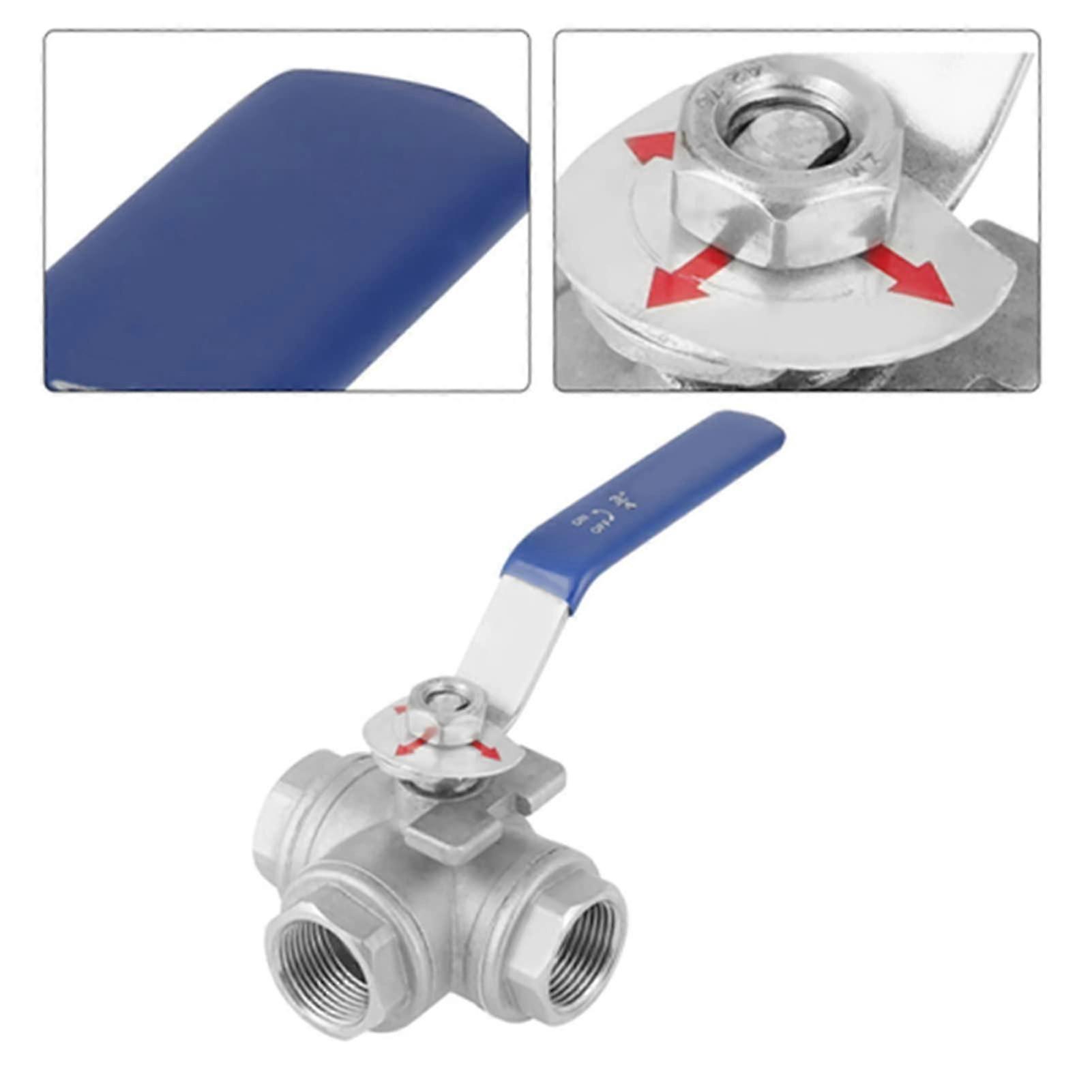 3 Way Ball Valve, 3/4in Stainless Steel 304 Female T Type Ball Valve ...
