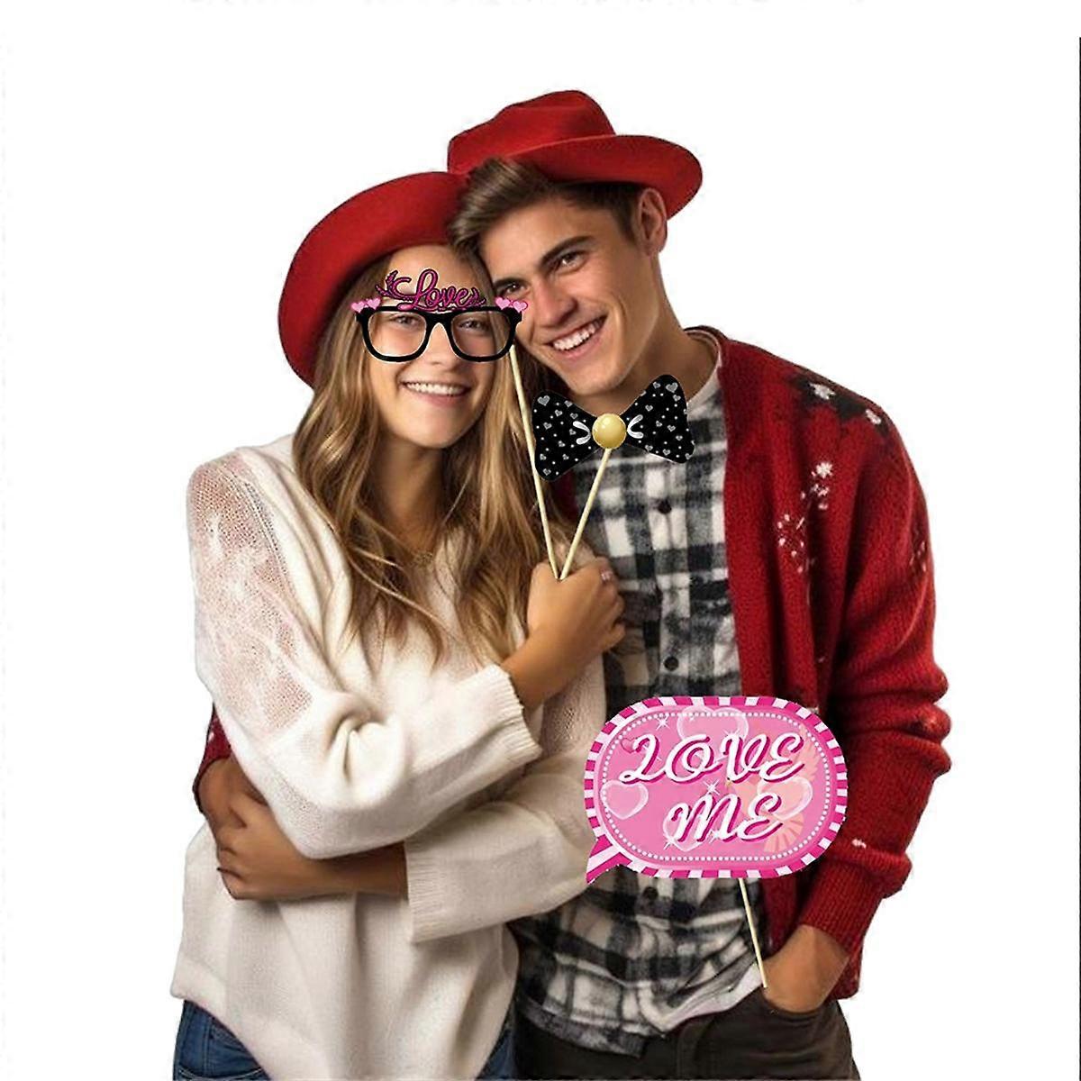 Pack of 35 Valentine'S Day Photo Booth Props Party Decorations with ...