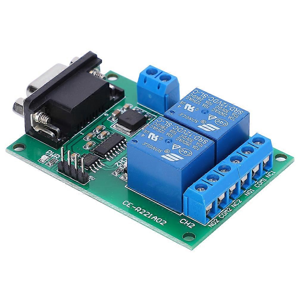 2 Channel Serial Port Relay Module RS232 UART Protocol DB9 Interface Remote Control Switch Board ...