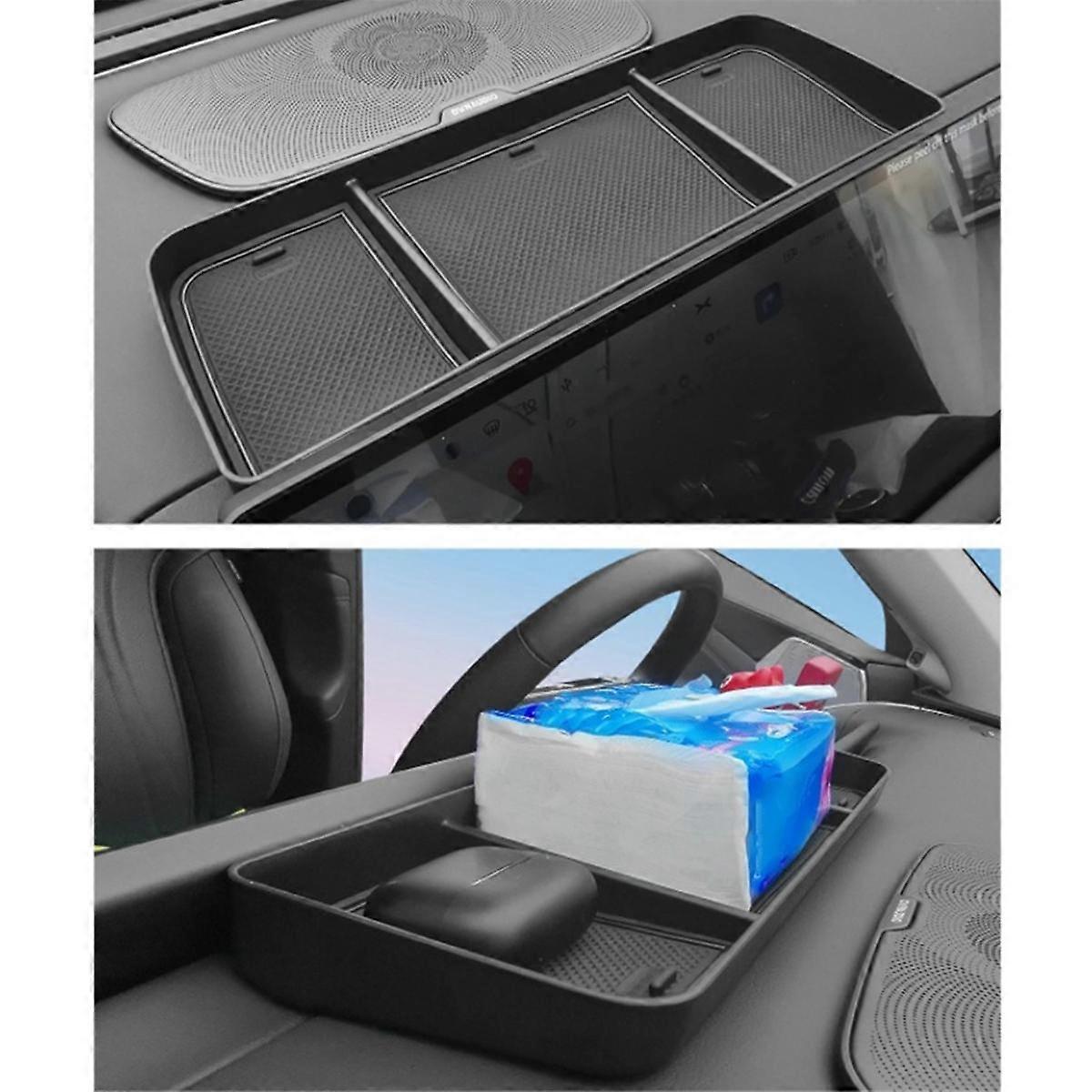 Car Dashboard Tray Center Console Hidden Storage Box Behind Screen ...