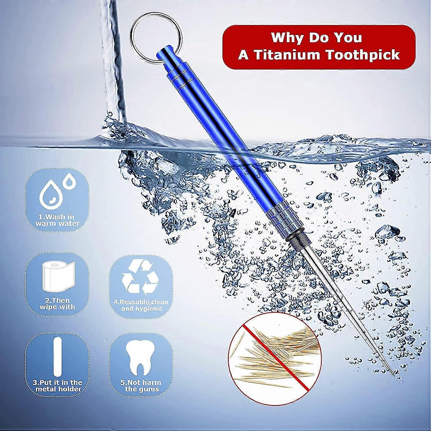 5 Pieces Portable Titanium Toothpicks Metal Pocket Toothpick With ...