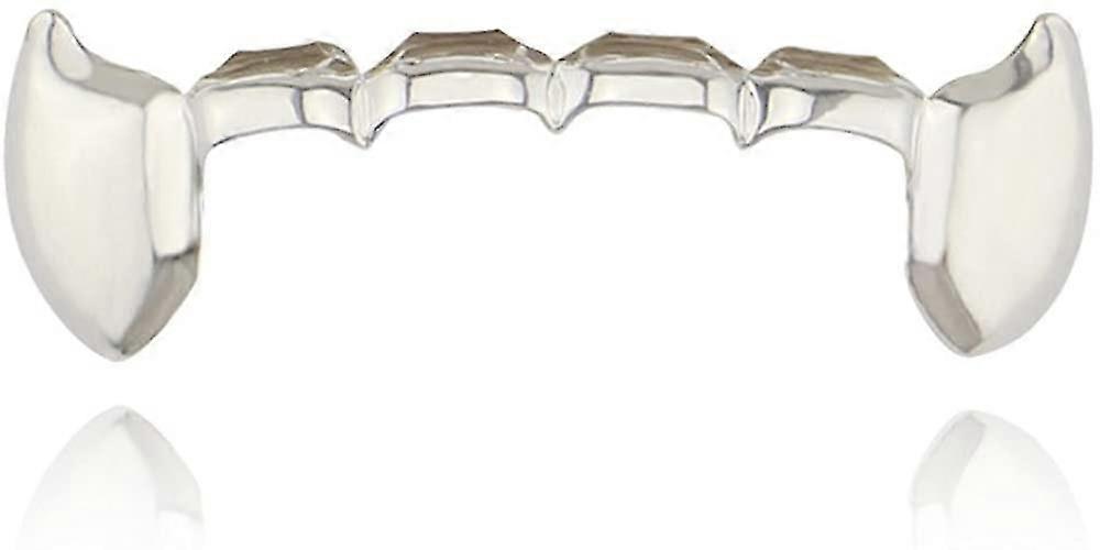 18k Gold Plated Grillz Vampire Dracula Teeth Grillz 2pc Single Fangs And 6 Bottom Grillz Set ...