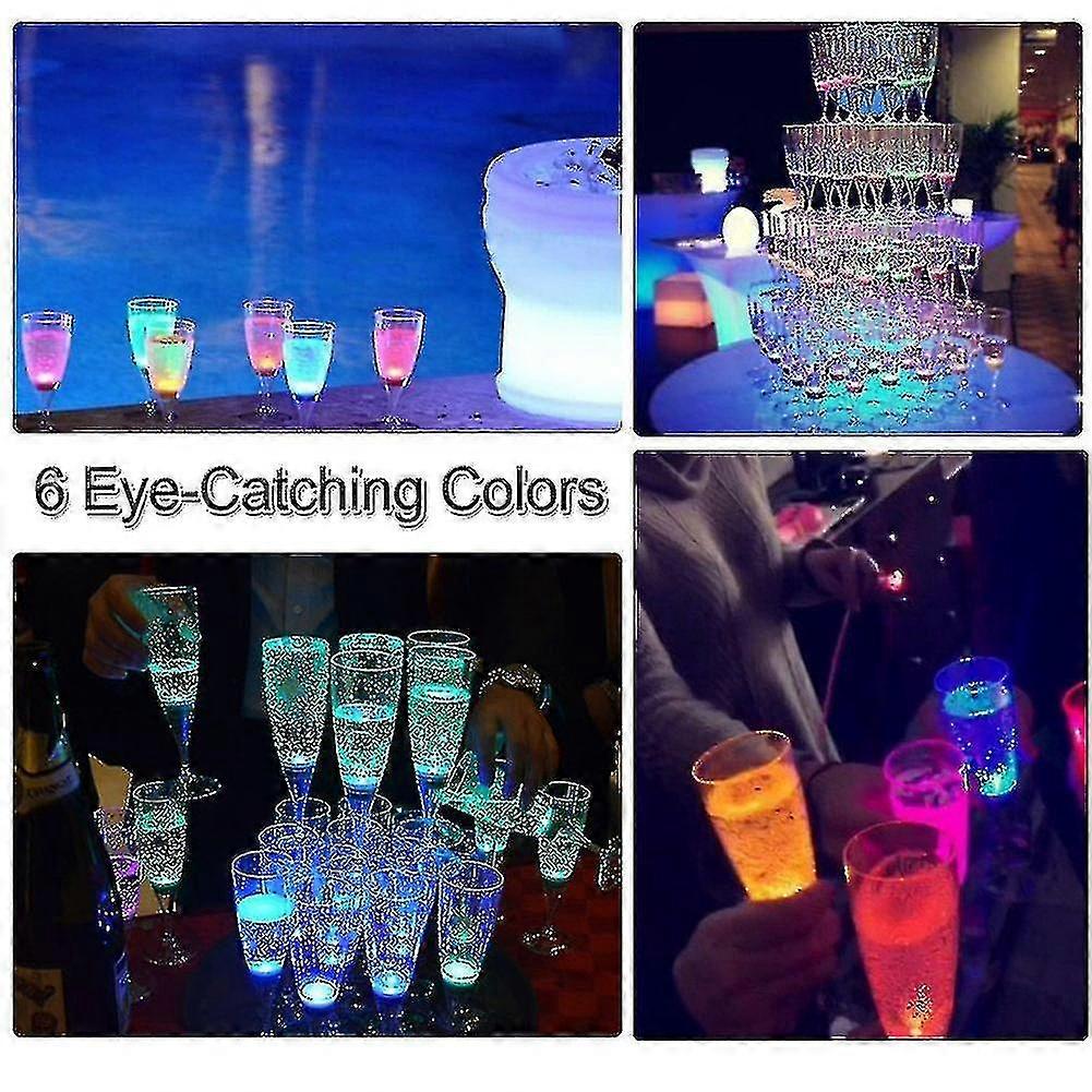 6 Pcs Led Wine Champagne Flute Glasses Water Liquid Activated Flashing ...