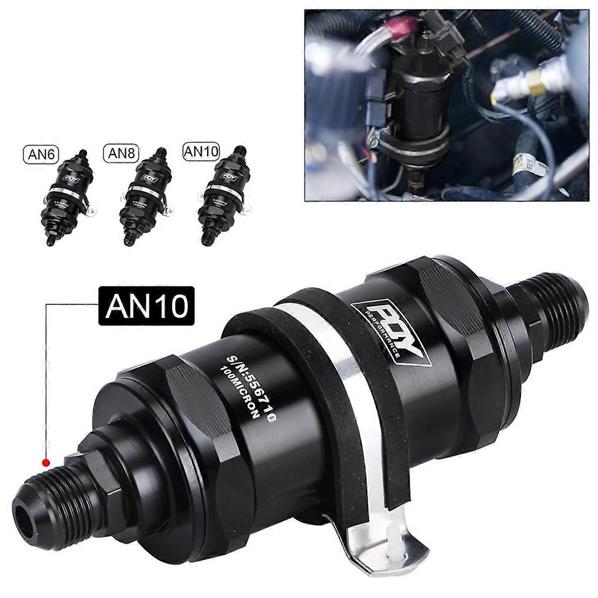 Universal Filter BLACK AN10 Inline Fuel Filter E85 Ethanol with 100m (0 ...