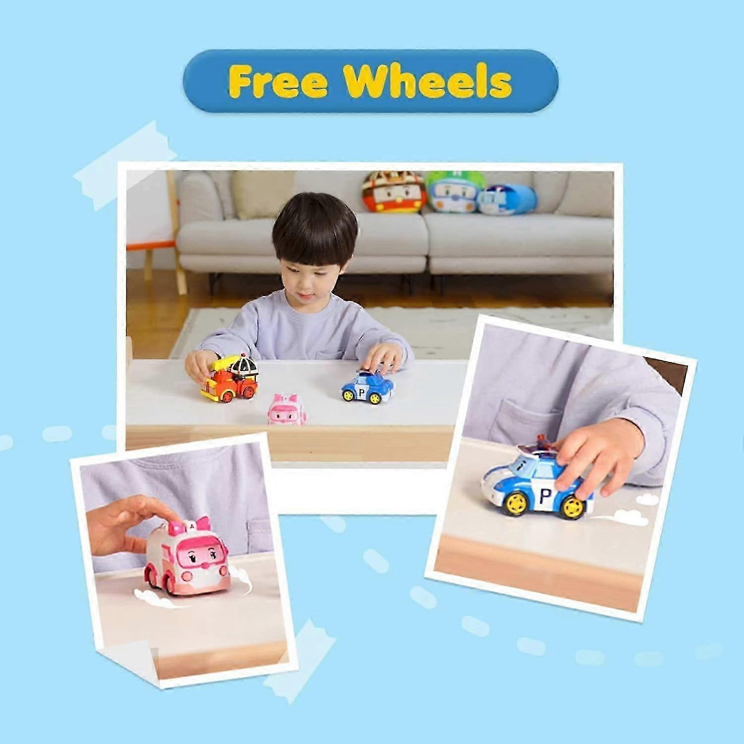 SBSG Robocar Poli 4 Pack Poli + Amber + Roy + Helly Transforming Robot ...