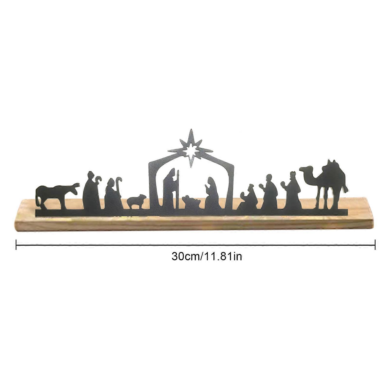 Nativity Scene For Christmas Indoor Black Metal Nativity Set With Wood ...