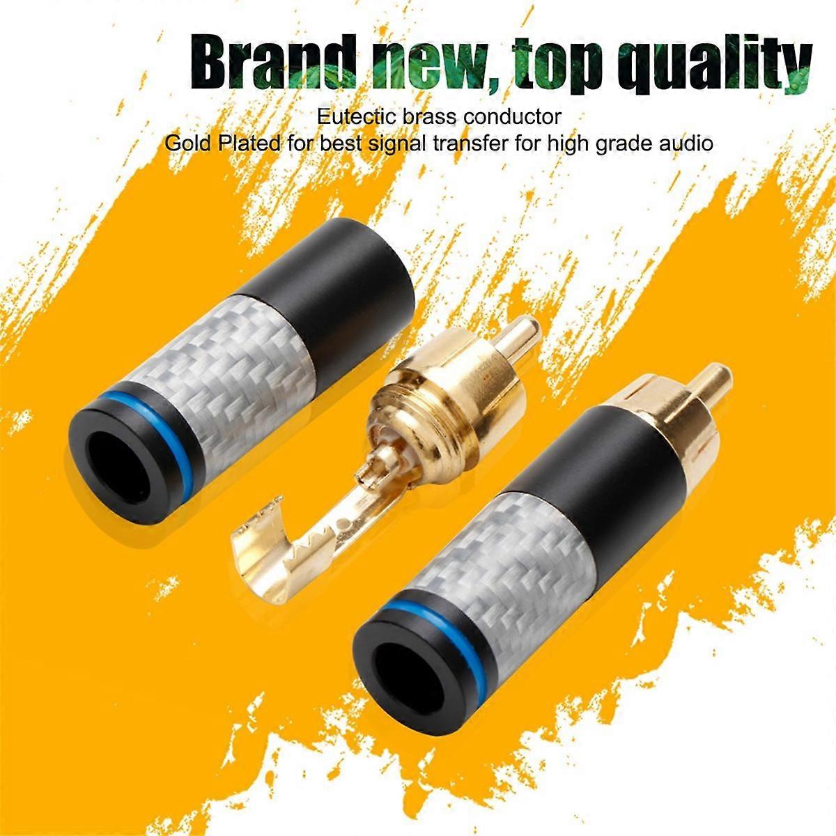 4PCS HiFi Carbon Fiber Connectors Gold Plated Plug Audio Connector Plug ...