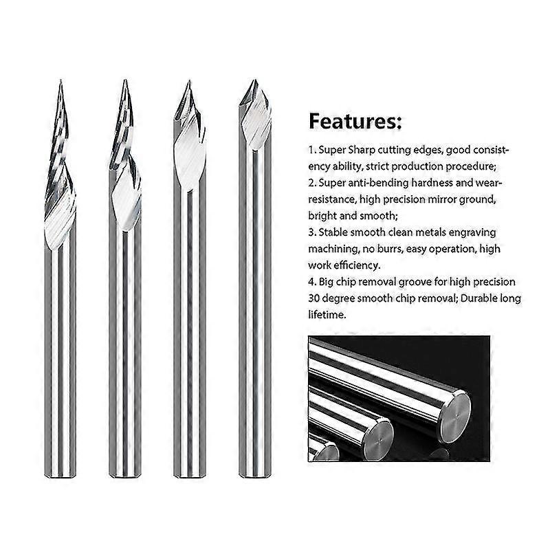 Pcb Grawerowanie bitów 3.175mm Shank V Shape Carving Bits 10-90 stopni ...