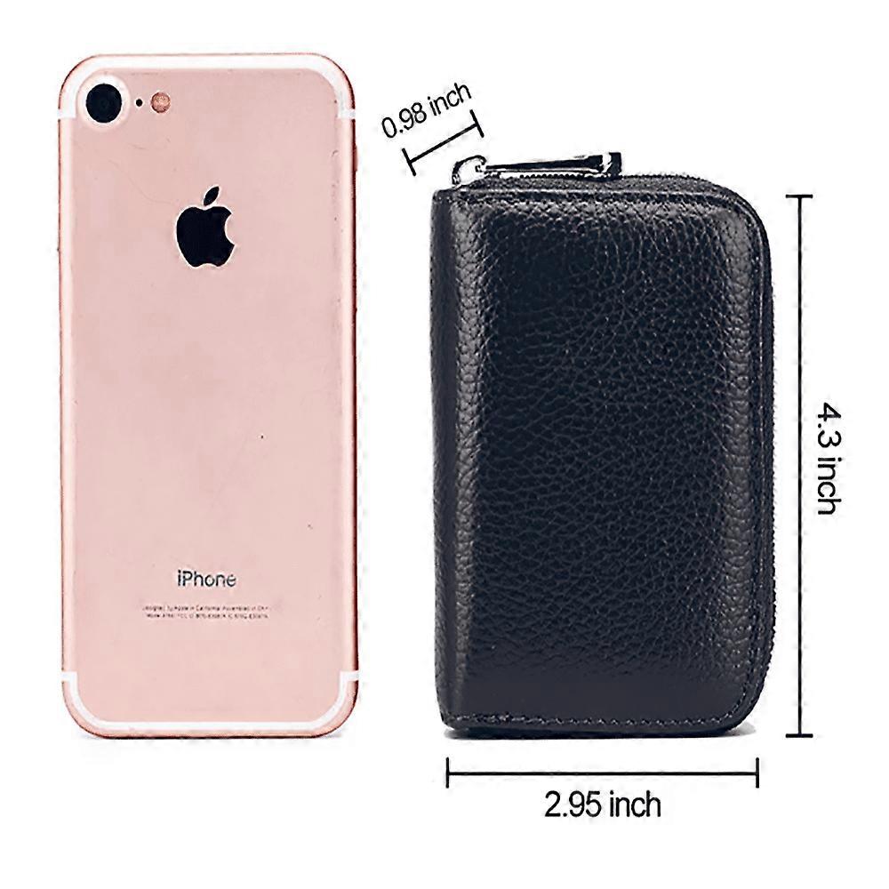 RFID Credit Card Holder Leather Credit Card Wallet Small Zipper Wallet ...