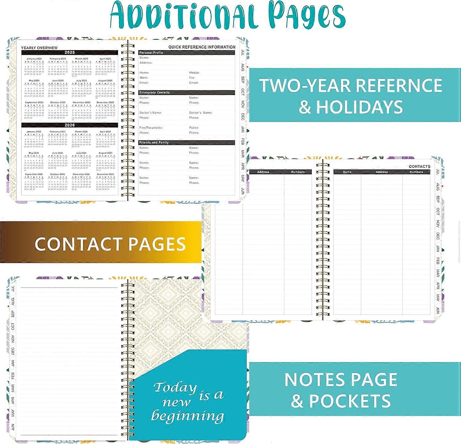 Daily Planner 2025-2026, Weekly Monthly Calendar July 2025 - June 2026 ...