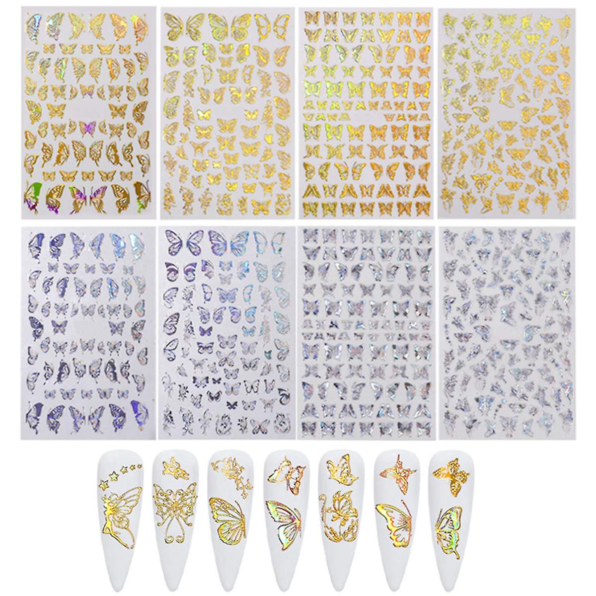 Butterfly Nail Art Adhesive Stickers Decals Nail Art Supplies 8sheets ...