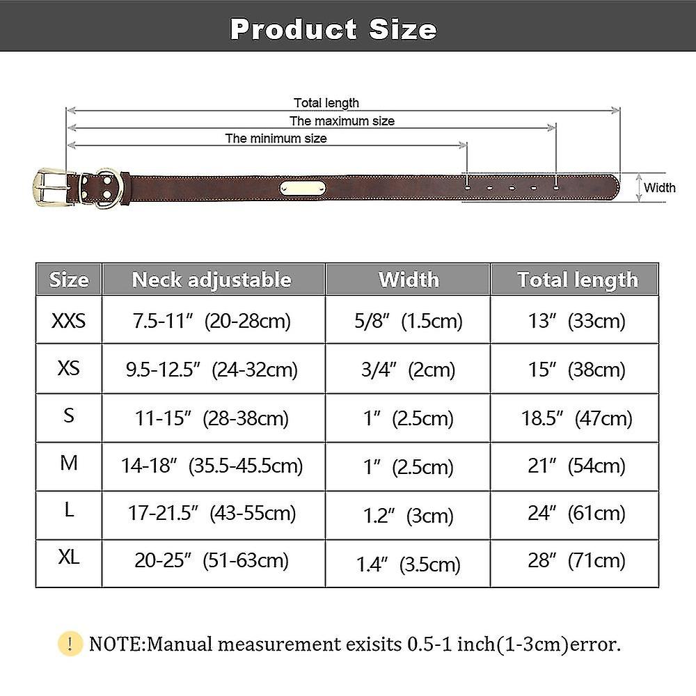 Real leather dog collar personalized pet id collars custom engraved tag ...