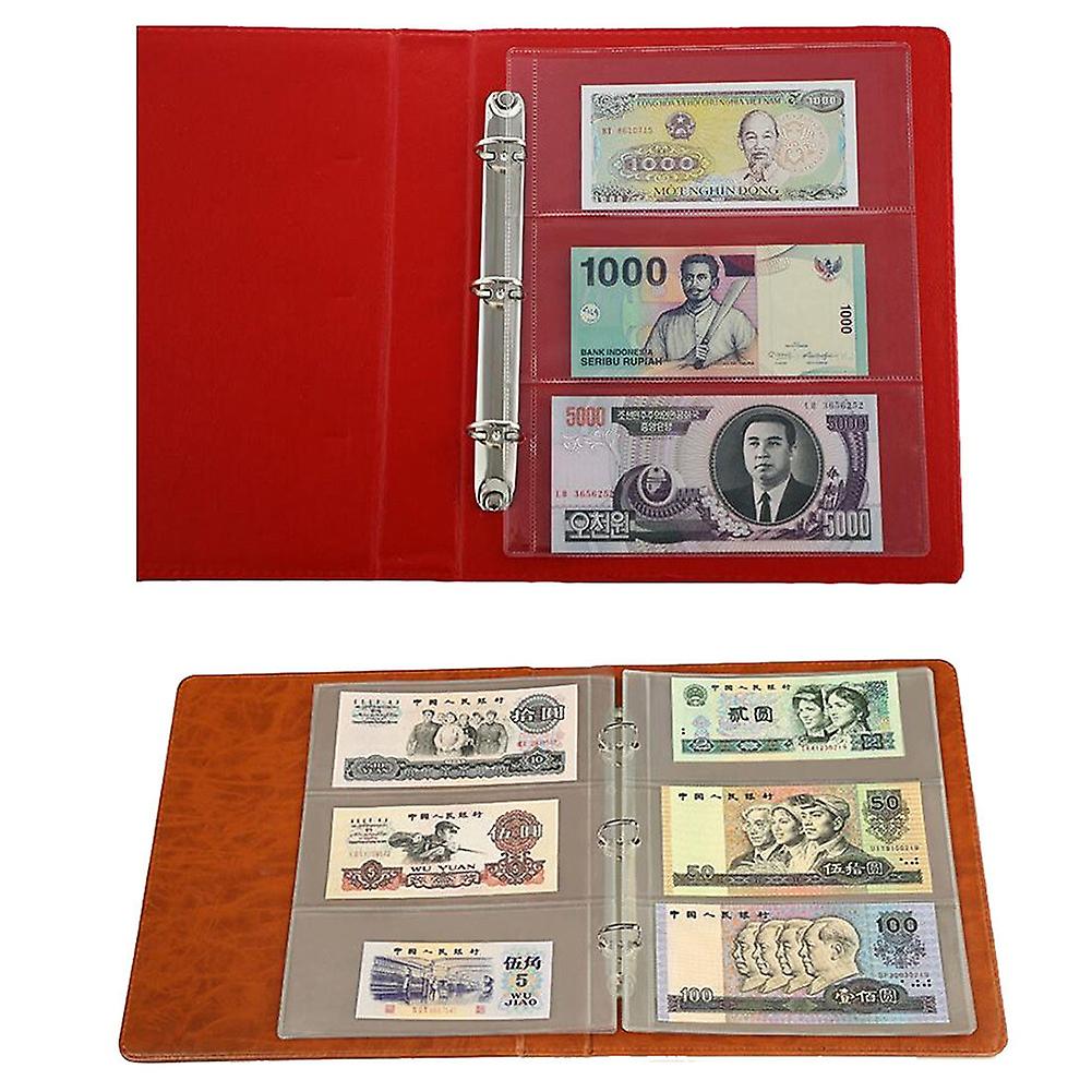 10Pcs Money Banknote Collecting Holder Sleeves 3-slot Loose Leaf Sheet ...