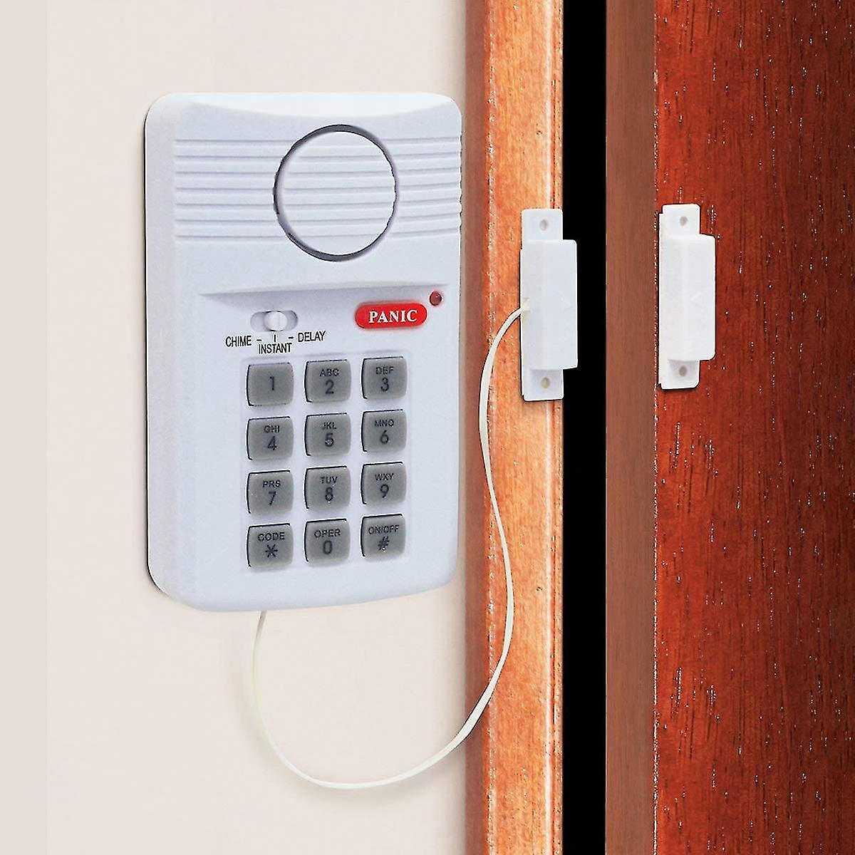 Loud Wireless Door Alarm Security Pin Panic Keypad Office Garage Shed ...