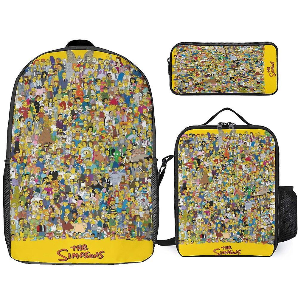 Simpsons Backpack With Lunch Bag Pencil Bag 3D Printing Cartoon ...