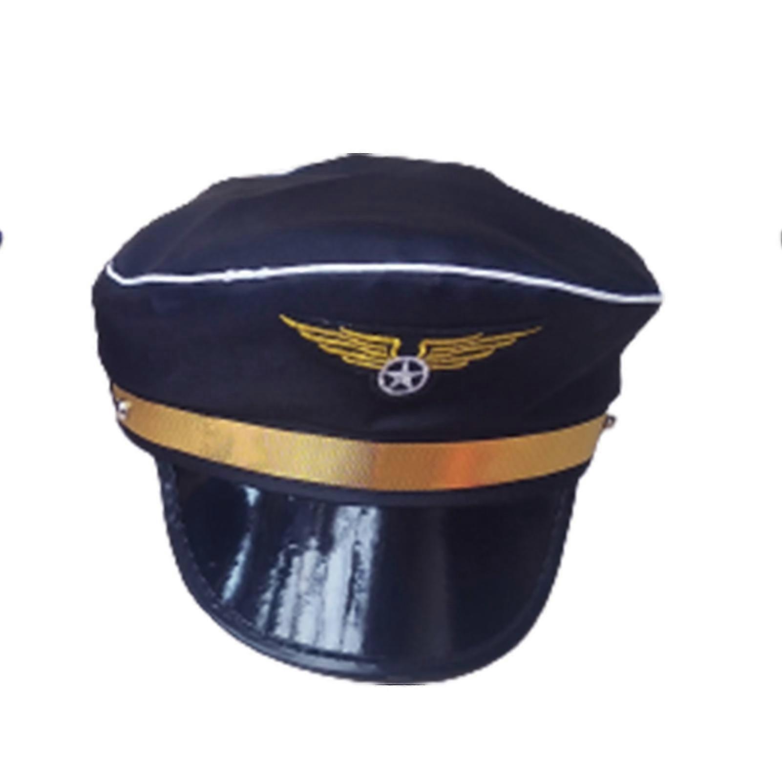 Aviator Airplane Navy Costume Hats Adjustable Pilot Caps With Gold ...