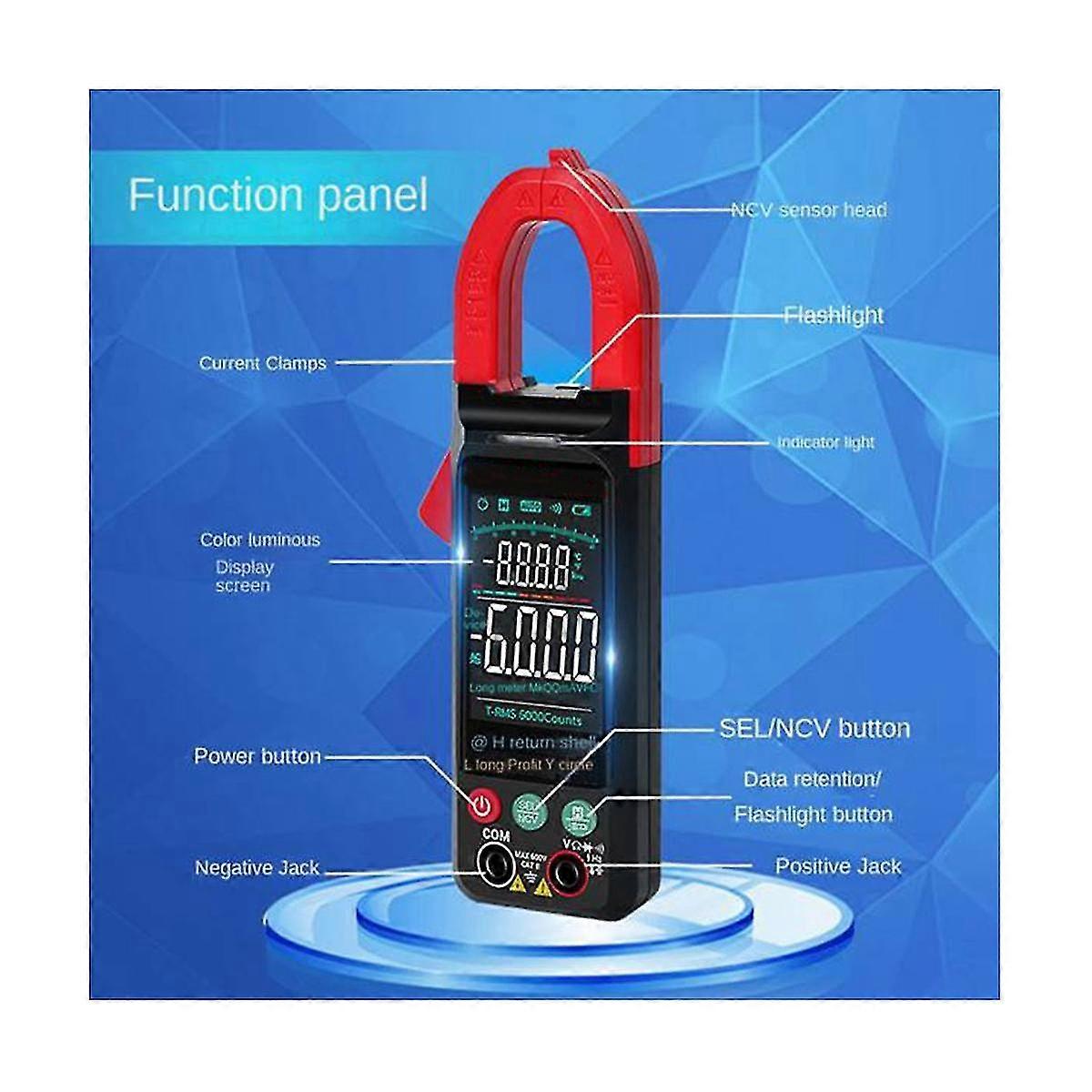 Clamp Meter Dc/ac Voltage Current Digital Clamp Meter 6000 Counts 400a ...