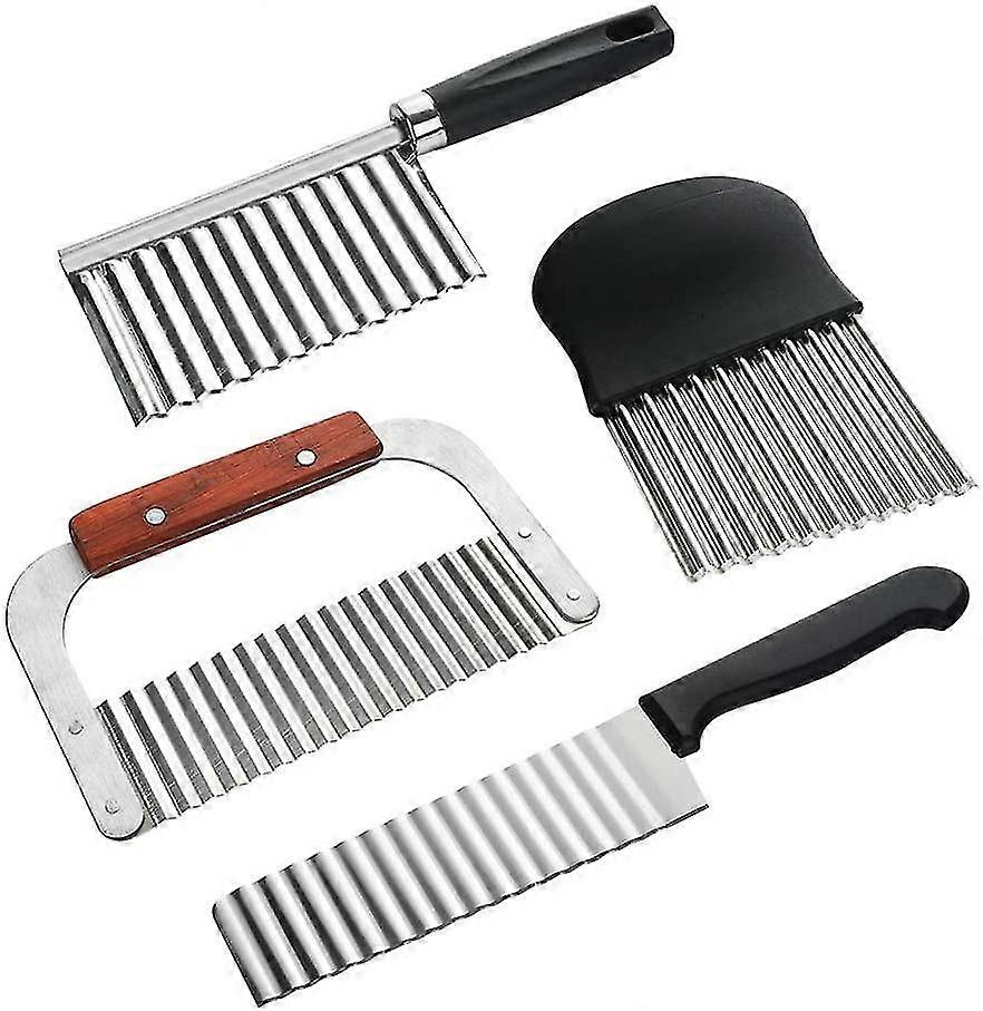 Crease Cutter, 4 Pieces Stainless Steel Wave Cutter Potato Cutter ...