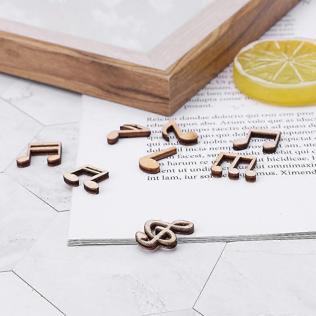 100 Pieces/set Musical Note Wood Slice Kit Rustic Wood Cutout Craft ...