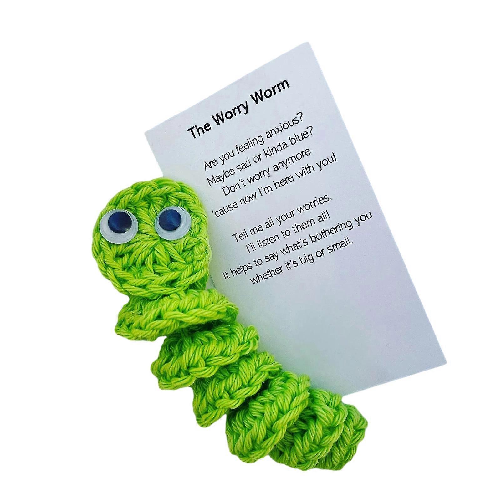 Crochet Worry Worm with Cards Googly Eyes Worry Worm Gifts Anxiety ...