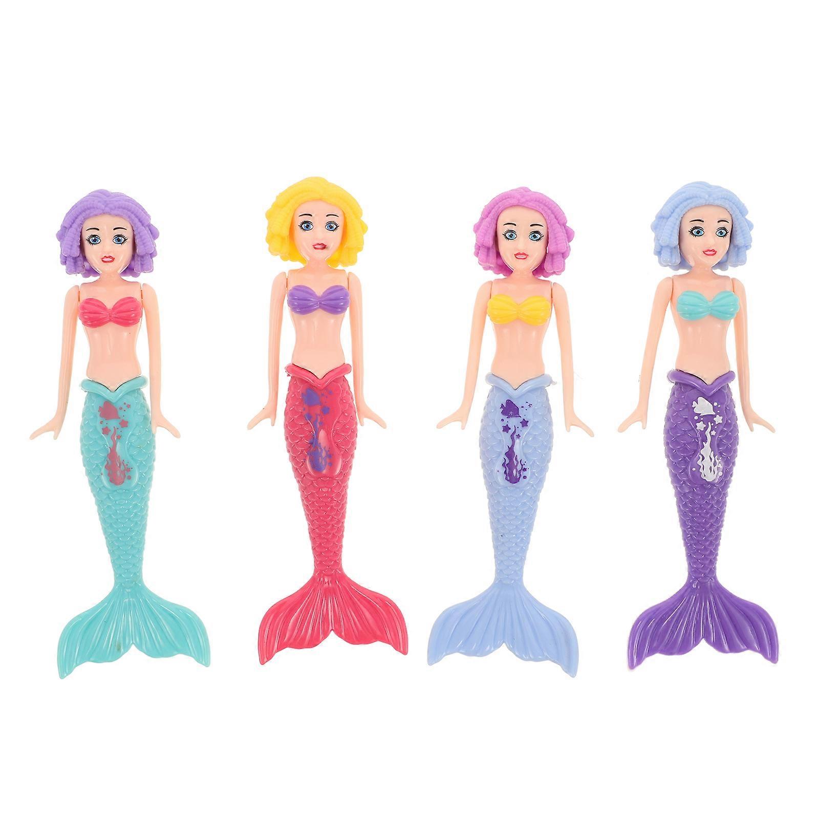 4PCS Mermaid Pool Playsets for Kids Mermaid Figures Dive Toy Set Fun ...